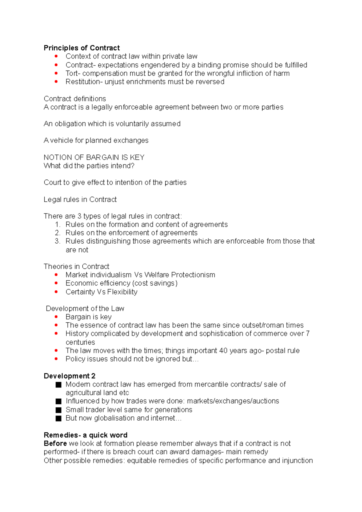 Principles of Contract - Rules on the formation and content of ...