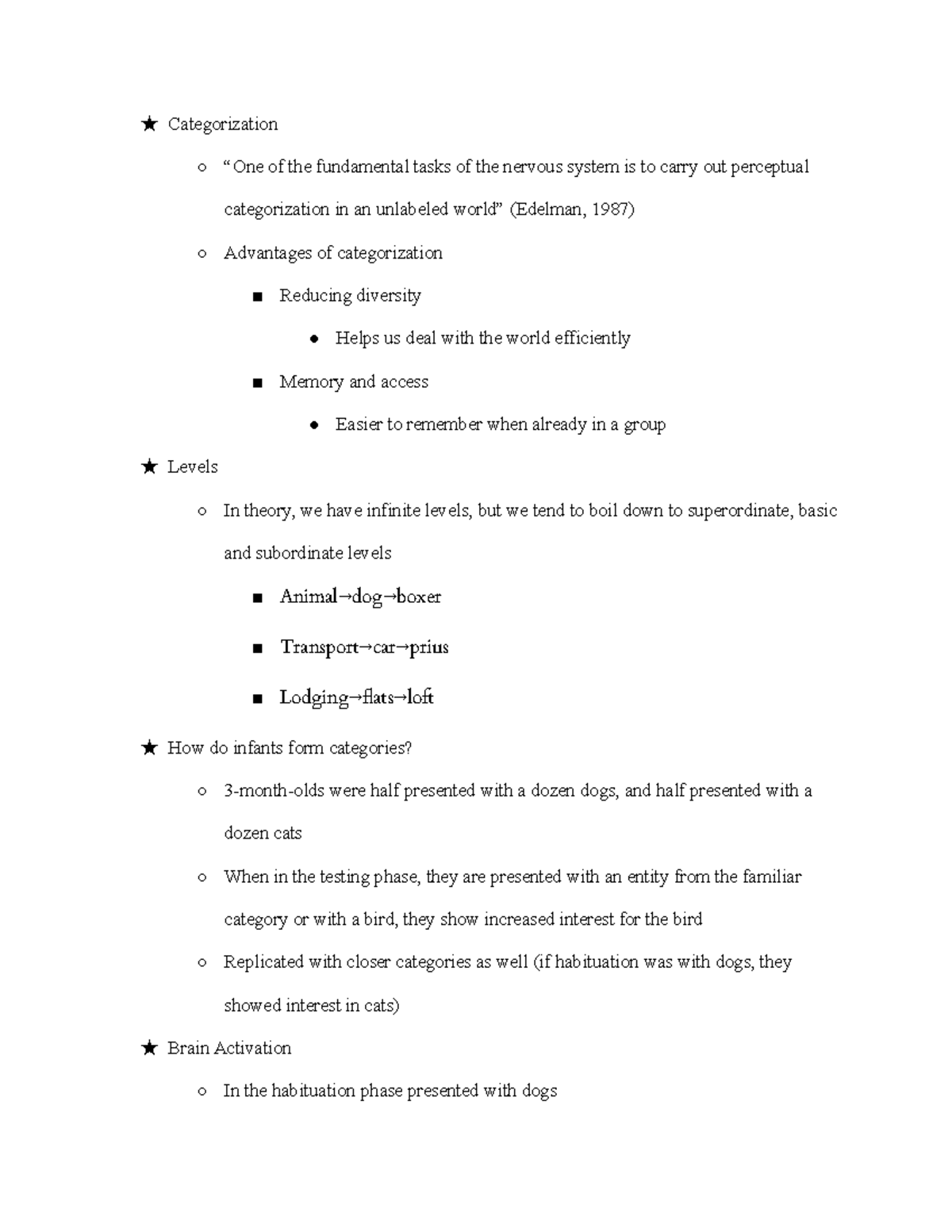 2 22 - class notes for 2/22 - ★ Categorization “One of the fundamental ...