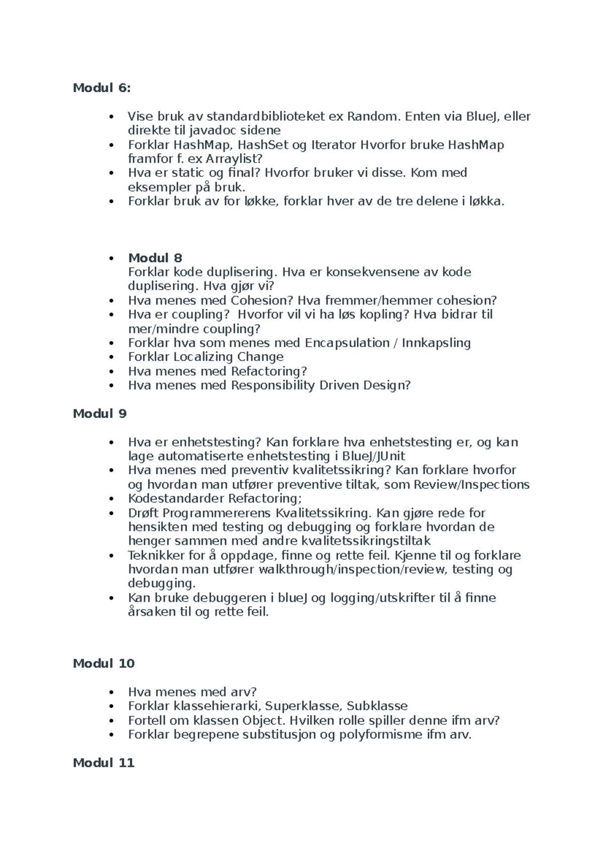 Eksamensoppgaver i obkektorientert programmering - IS110 - UiA - Studocu