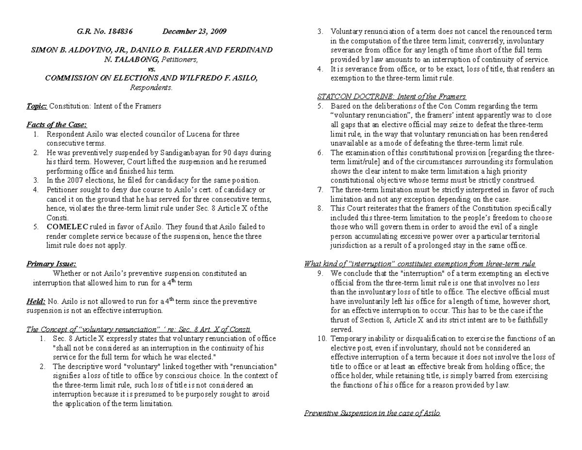 25-aldovino-jr-v-comelec compress - G. No. 184836 December 23, 2009 ...