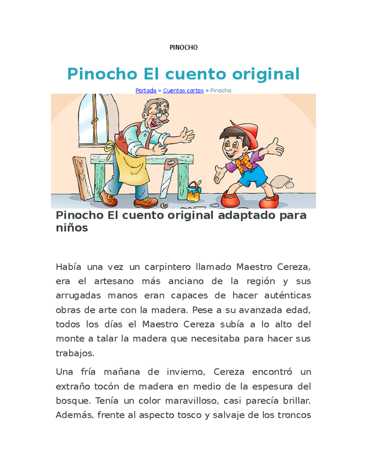 Pinocho - DDDDD - PINOCHO Pinocho El cuento original Portada » Cuentos ...