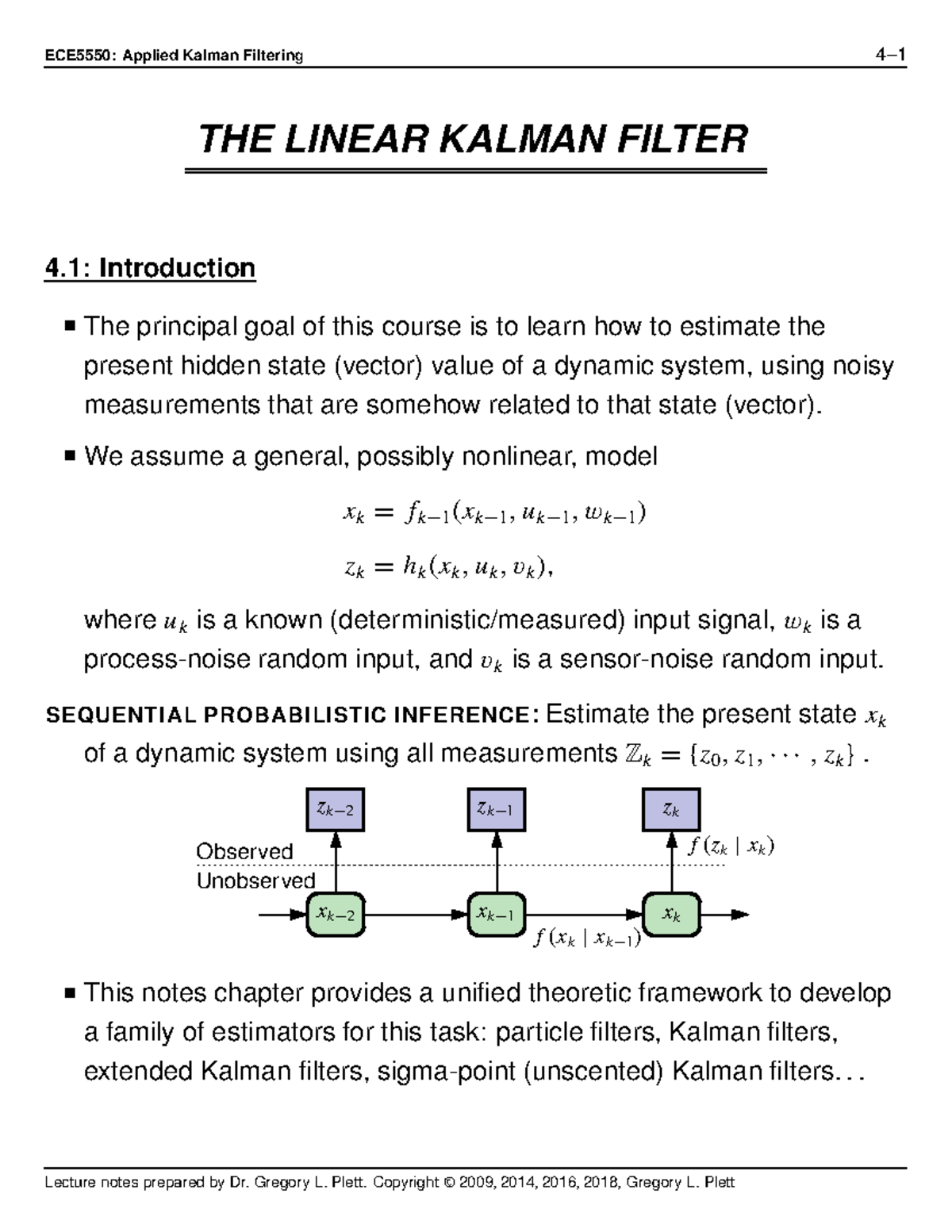 The Linear Kalman Filter - ECE5550: Applied Kalman Filtering 4– THE ...