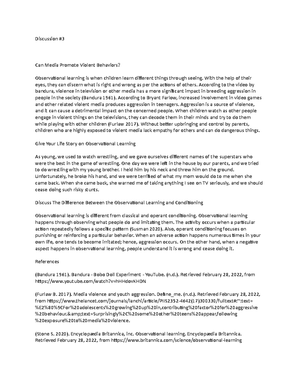 APA Style In-Text Citations and References Assignment - Discussion ...