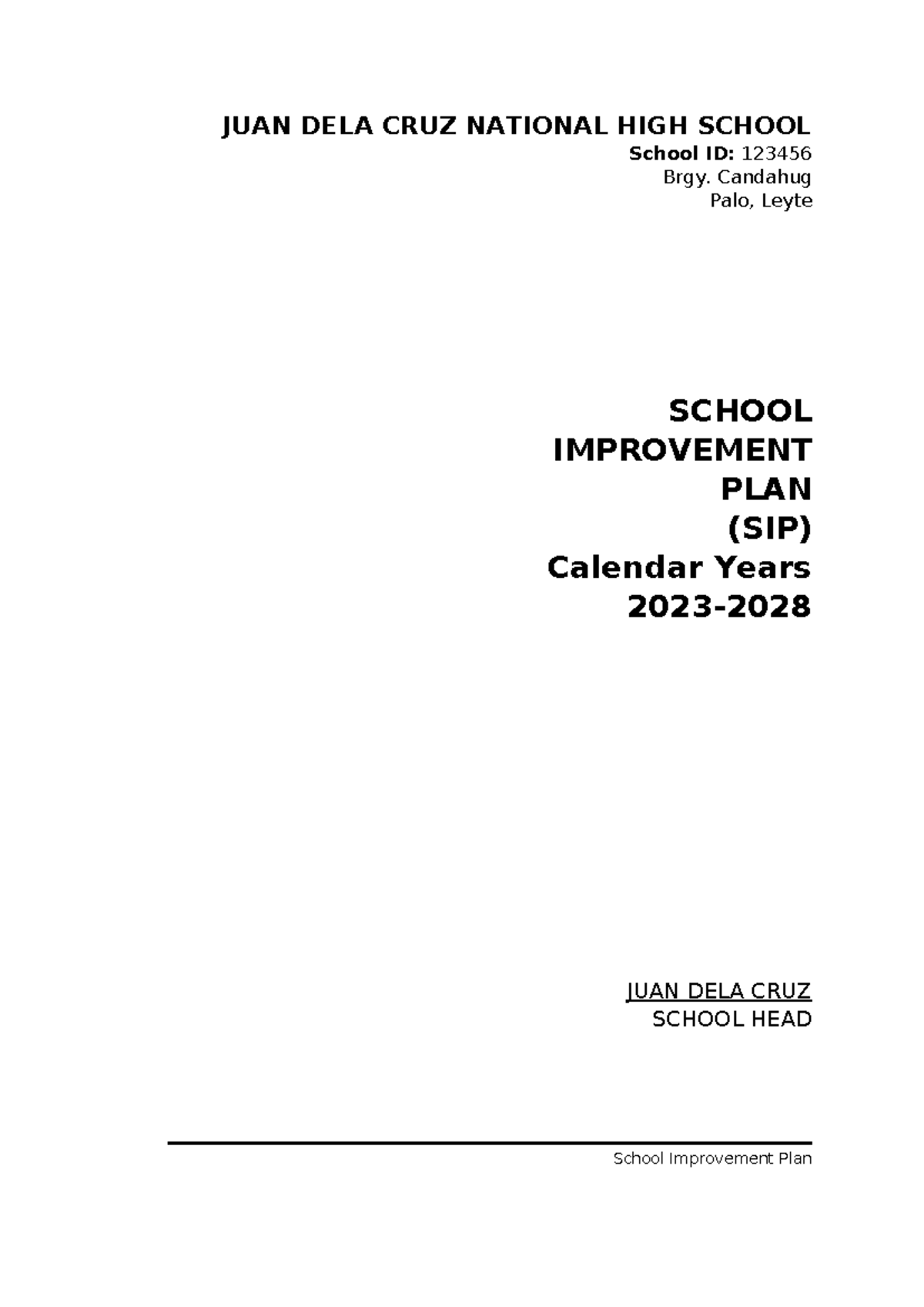 New-sip-template - Depes SIP - JUAN DELA CRUZ NATIONAL HIGH SCHOOL ...