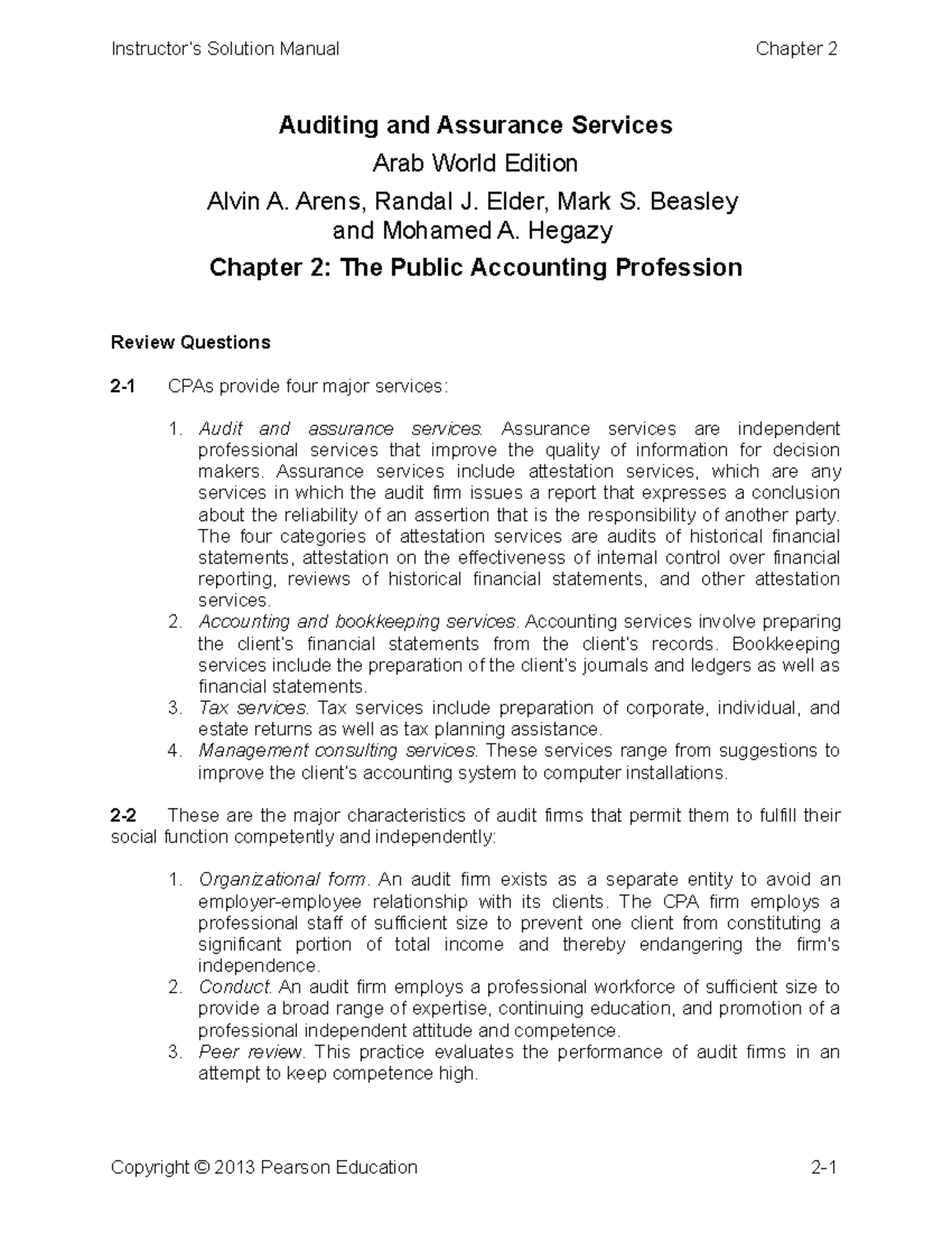 Solutions Manual Auditing and Assurance Services Arab World Edition by ...