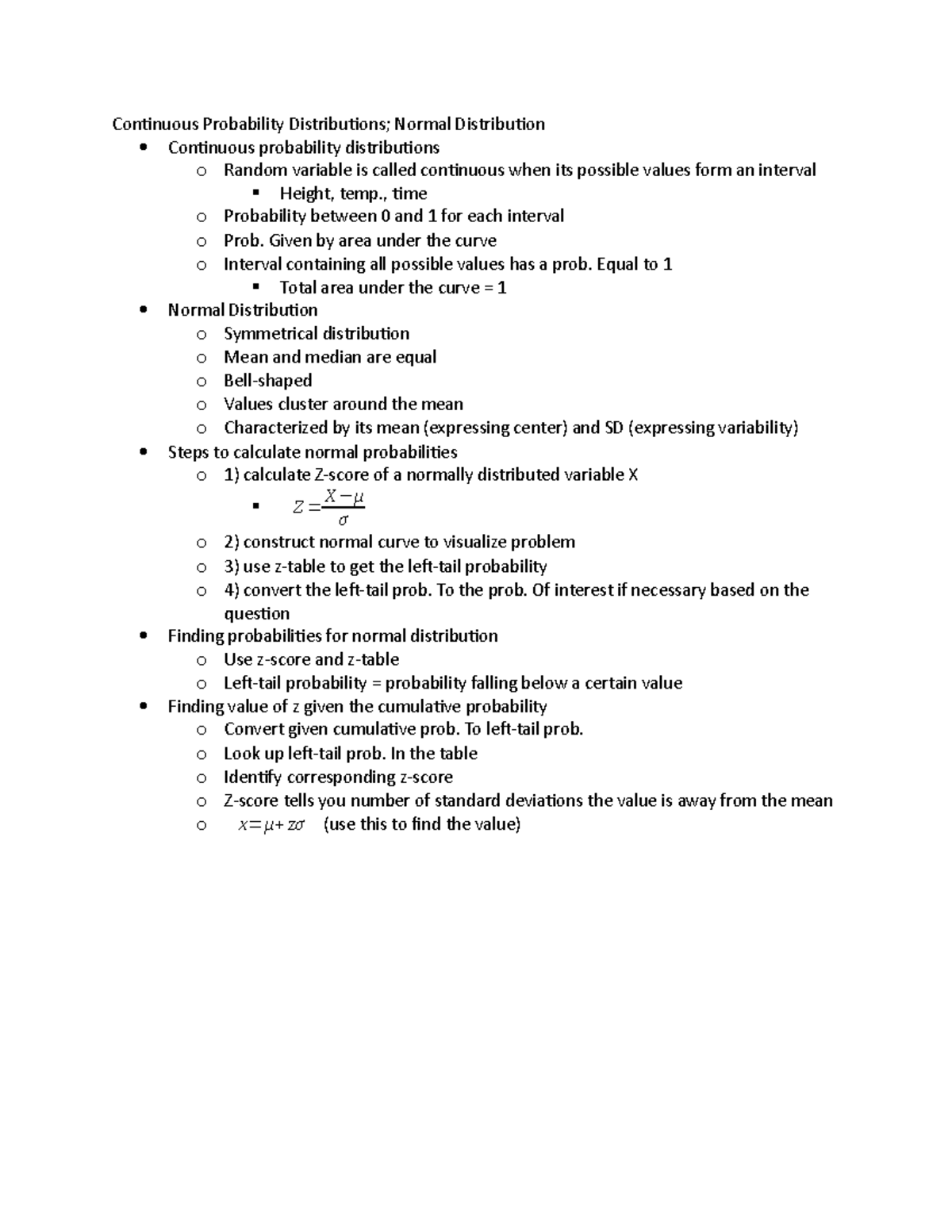STAT 206 continuous prob. distributions and normal distribution ...