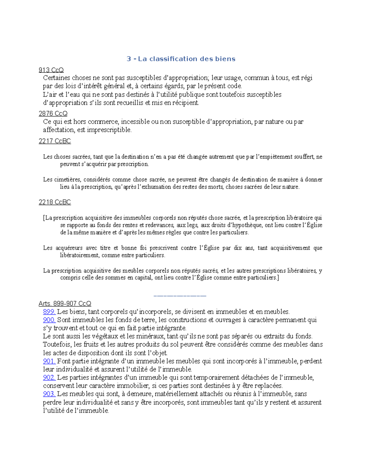 Cours 3 - La classification des biens - 3 - La classification des biens ...