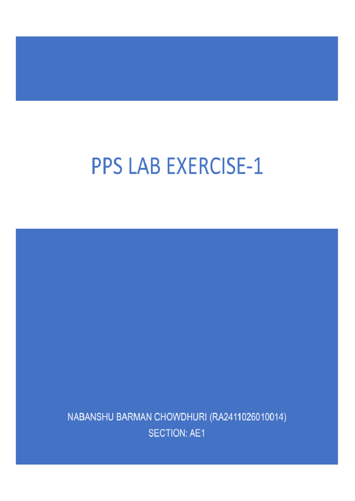 PPS Lab solution - pps assignment - #include int main() { // Print the top line of - Studocu