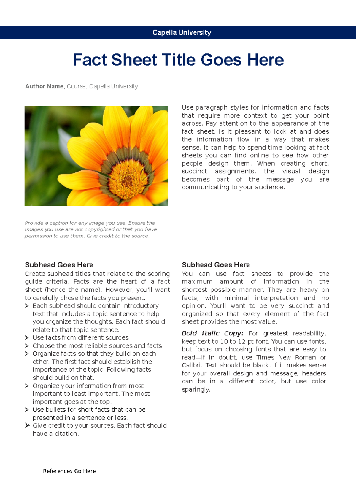 Cf fact sheet template - References Go Here Fact Sheet Title Goes Here ...