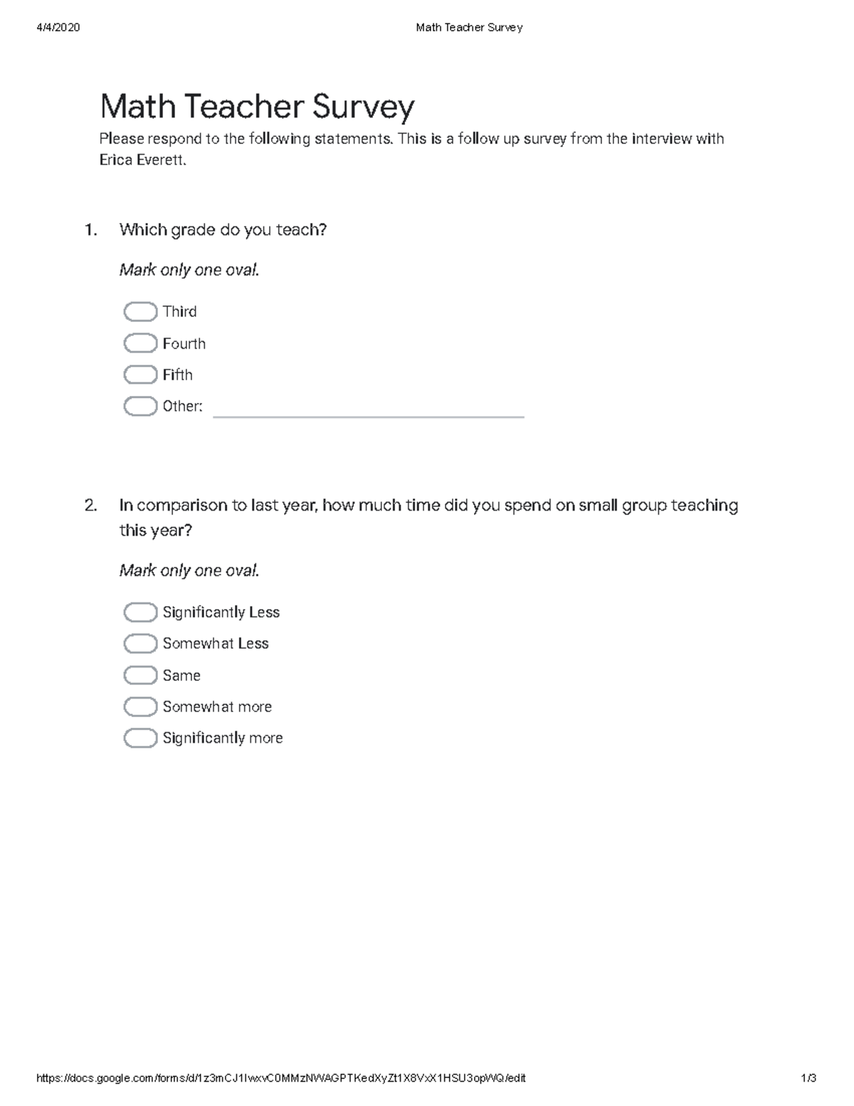 454977990 math teacher survey - 4/4/2020 Math Teacher Survey - Studocu