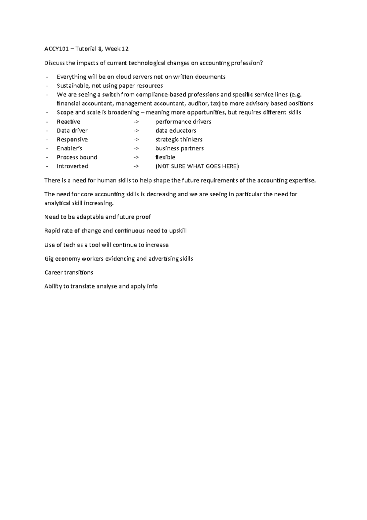 Tutorial 8 Question and Answers - ACCY101 – Tutorial 8, Week 12 Discuss ...