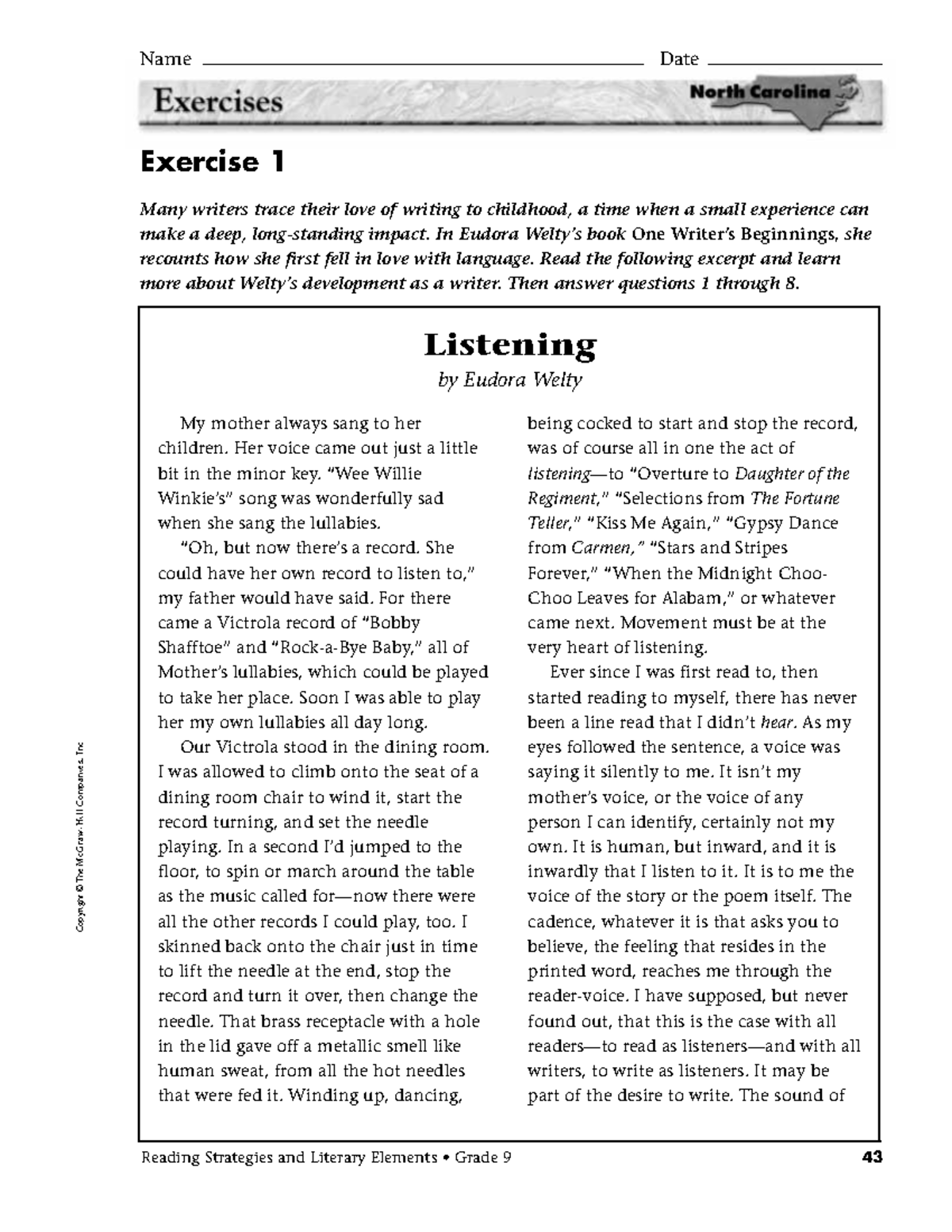 Listening Article - i dont know - My mother always sang to her children ...