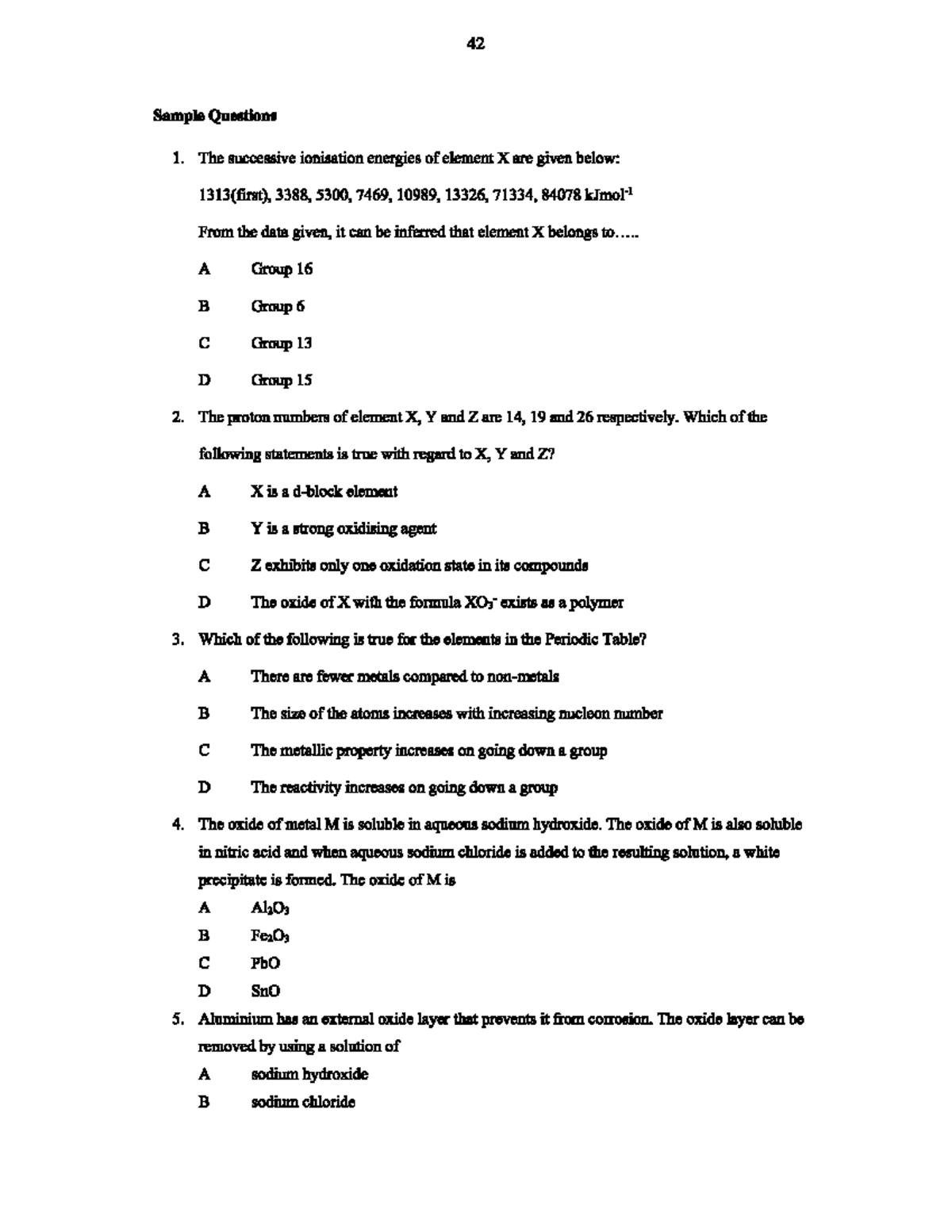 Periodicity STPM - 42 Sample Questions 1. The successive ionisation ...