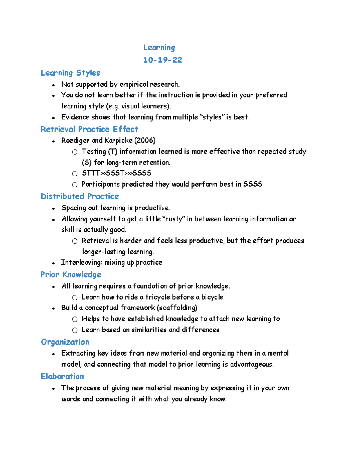 Learning - Learning 10-19- Learning Styles Not supported by empirical ...