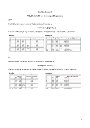 Excel Tutorial Lab2 - Excel Lab Tutorial 2 Scenario Manager and Practice Exercise Scenario ...