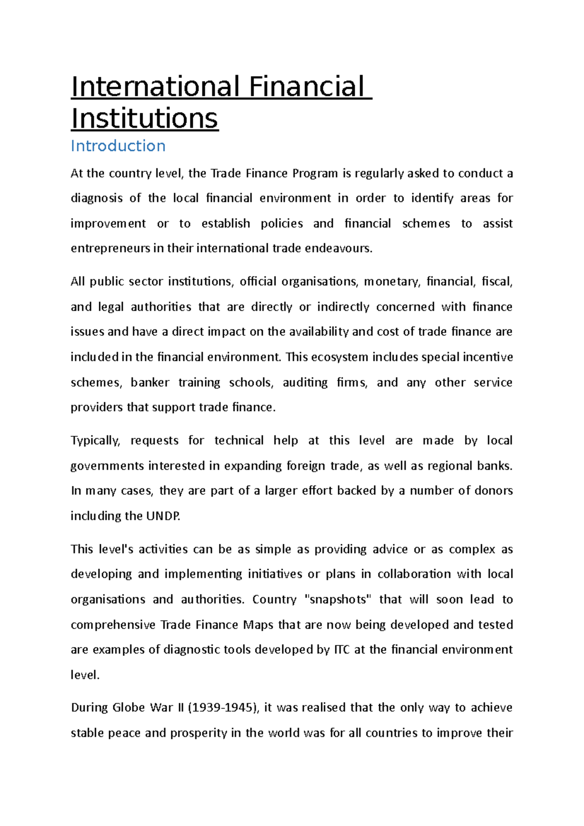 International Financial Institutions - International Financial ...