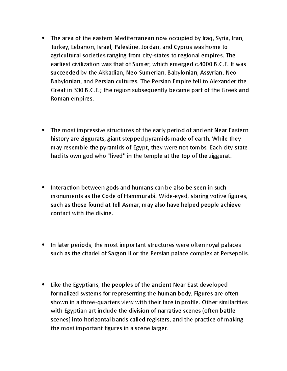 The Ancient Near East - typed in class - The area of the eastern ...