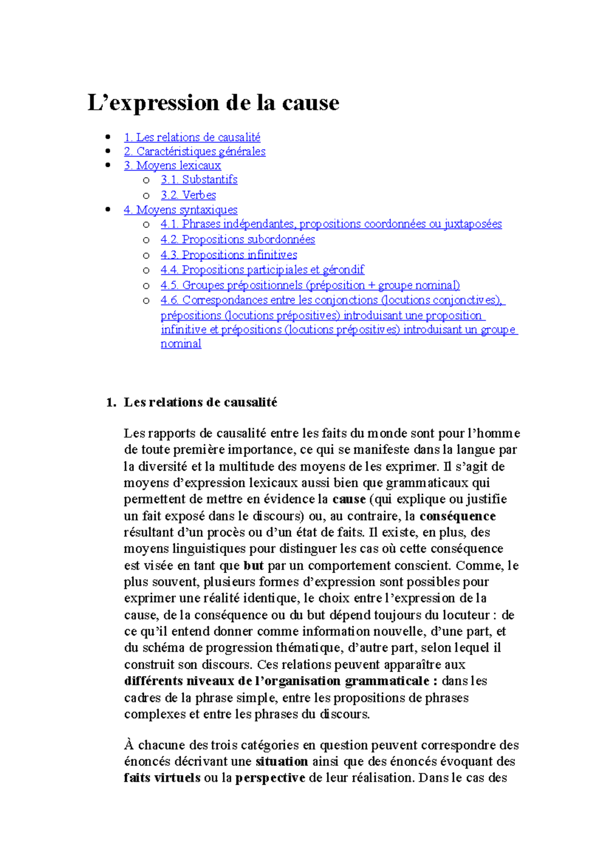 Notes de cours, cours 2 - Apuntes sobre la expresión de la causa - L ...
