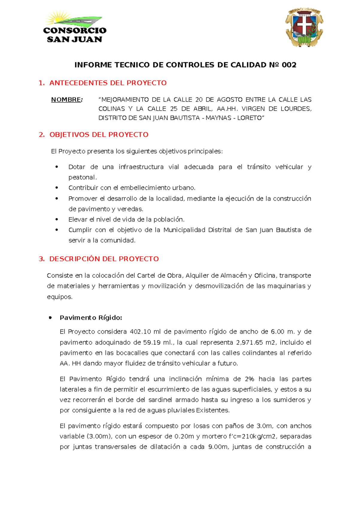 Informe Tecnico DE Controles DE Calidad Nº 02 - INFORME TECNICO DE ...