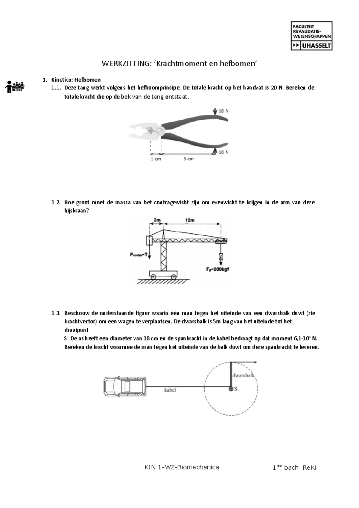 werkzitting hefbomen - KIN 1-WZ-Biomechanica 1 ste bach ReKi ...