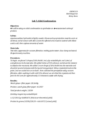 Lab 9 Synthesis of Polystyrene - CHEM Kade Kasparian Kelsey Stone Lab 9 ...
