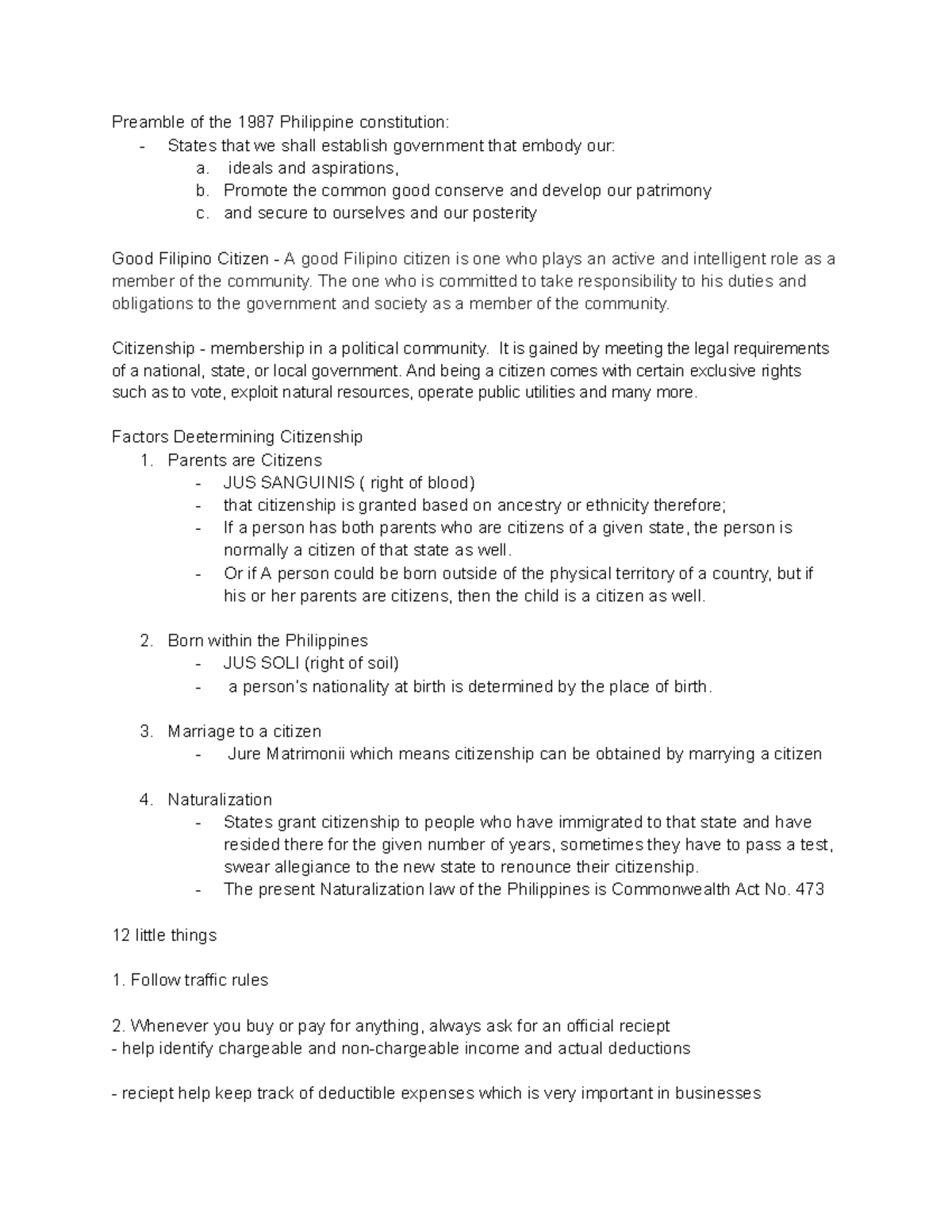 NSTP Notes - Preamble of the 1987 Philippine constitution: - States ...