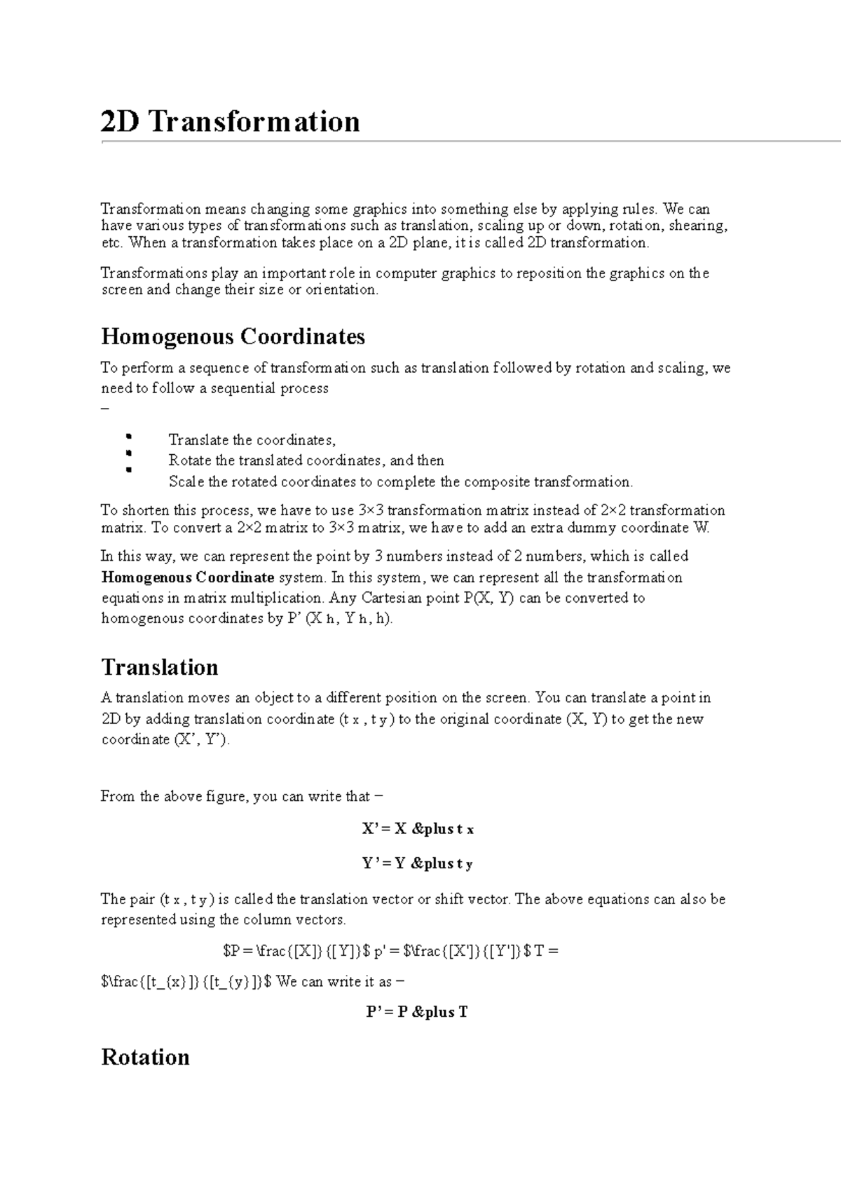 21.2D Transformation - Computer Graphics - StuDocu