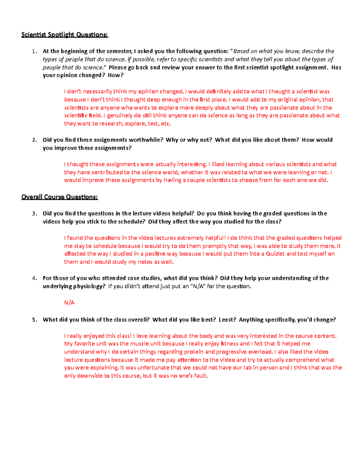 Scientist Spotlight Wrap Up - Scientist Spotlight Questions: At the ...