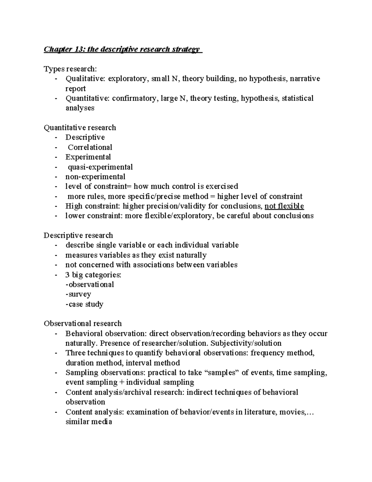 Psyc 310 review exam 2 - Chapter 13: the descriptive research strategy ...