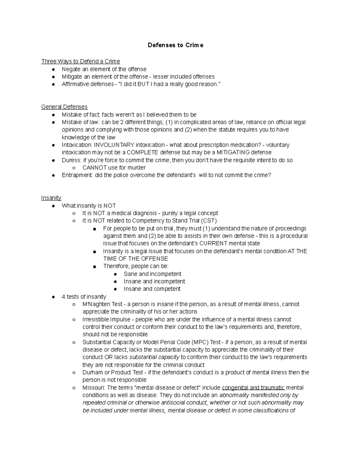 Defenses to Crime - Dr. Scott Ingram - Defenses to Crime Three Ways to ...