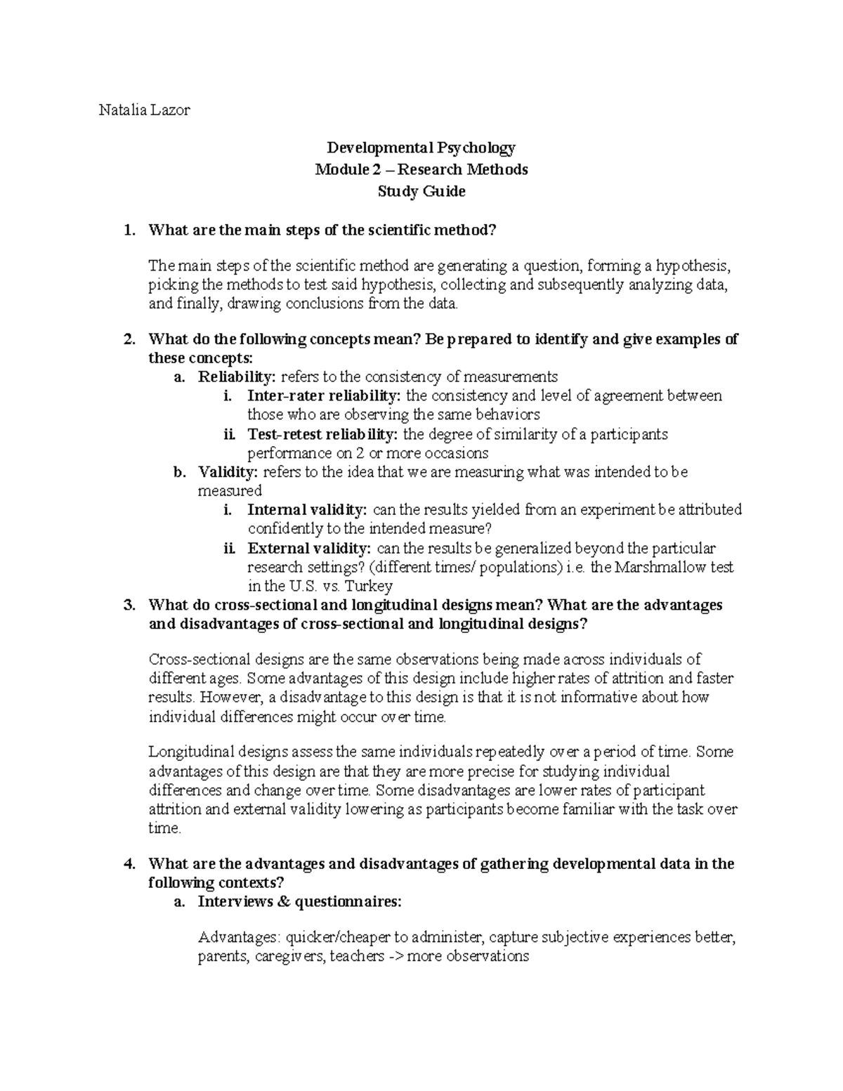 PSY 130 Study Guides - Natalia Lazor Developmental Psychology Module 2 ...