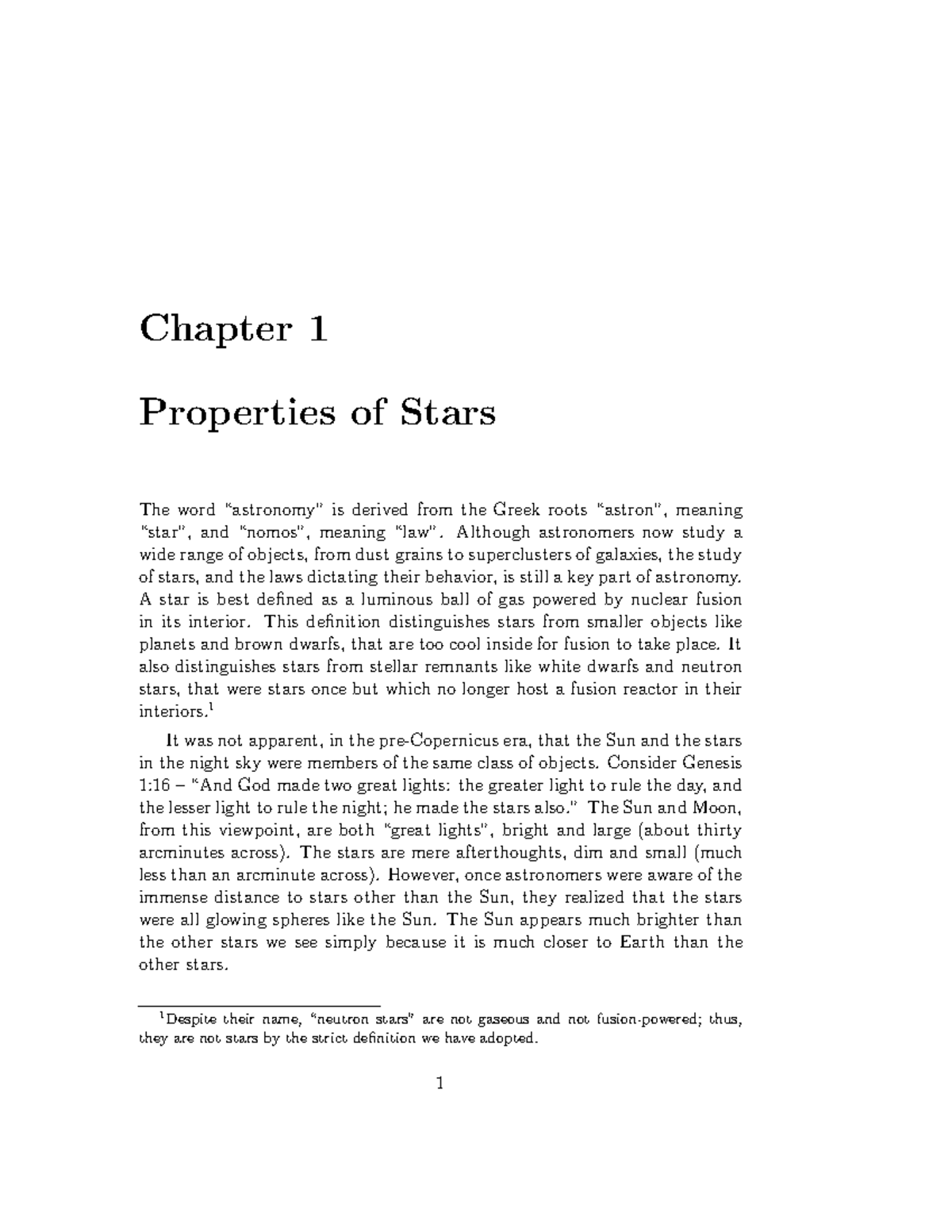 Summary - complete - 1/2 - Chapter 1 Properties of Stars The word ...