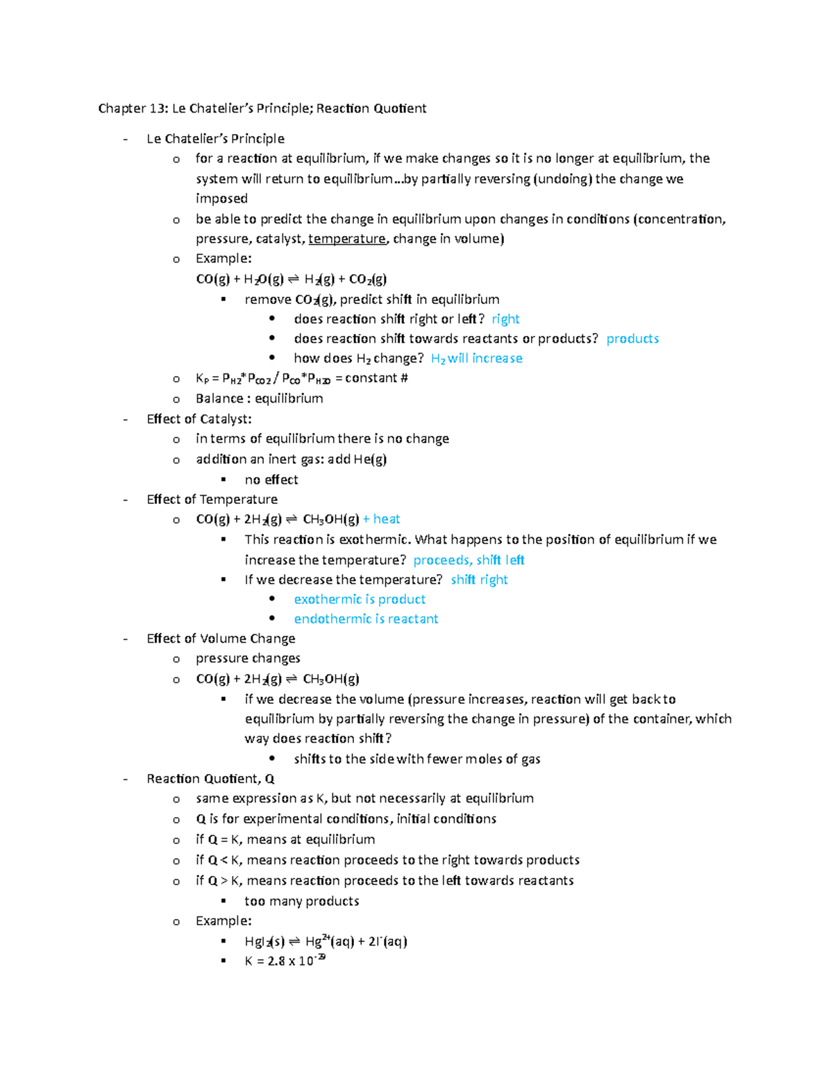 Chapter 13 Le Chatelier's Principle Notes Page 3 - Chapter 13: Le ...