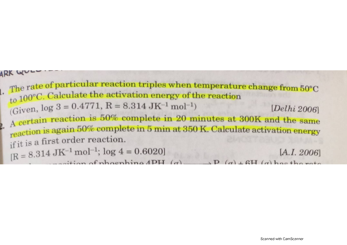 Chemical Kinetics-3 - L. The rate of particular reaction triples when ...