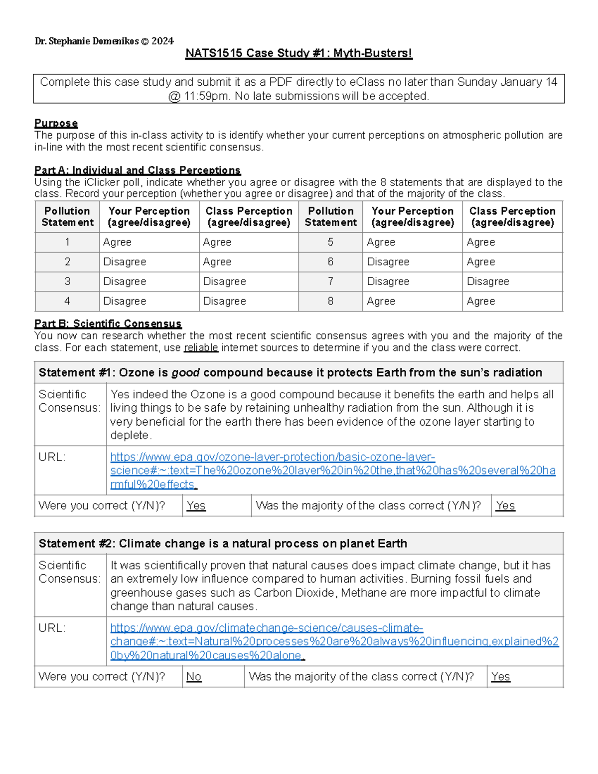 NATS1515 Case Study #1- Myth-busters - Dr. Stephanie Domenikos © 2024 ...