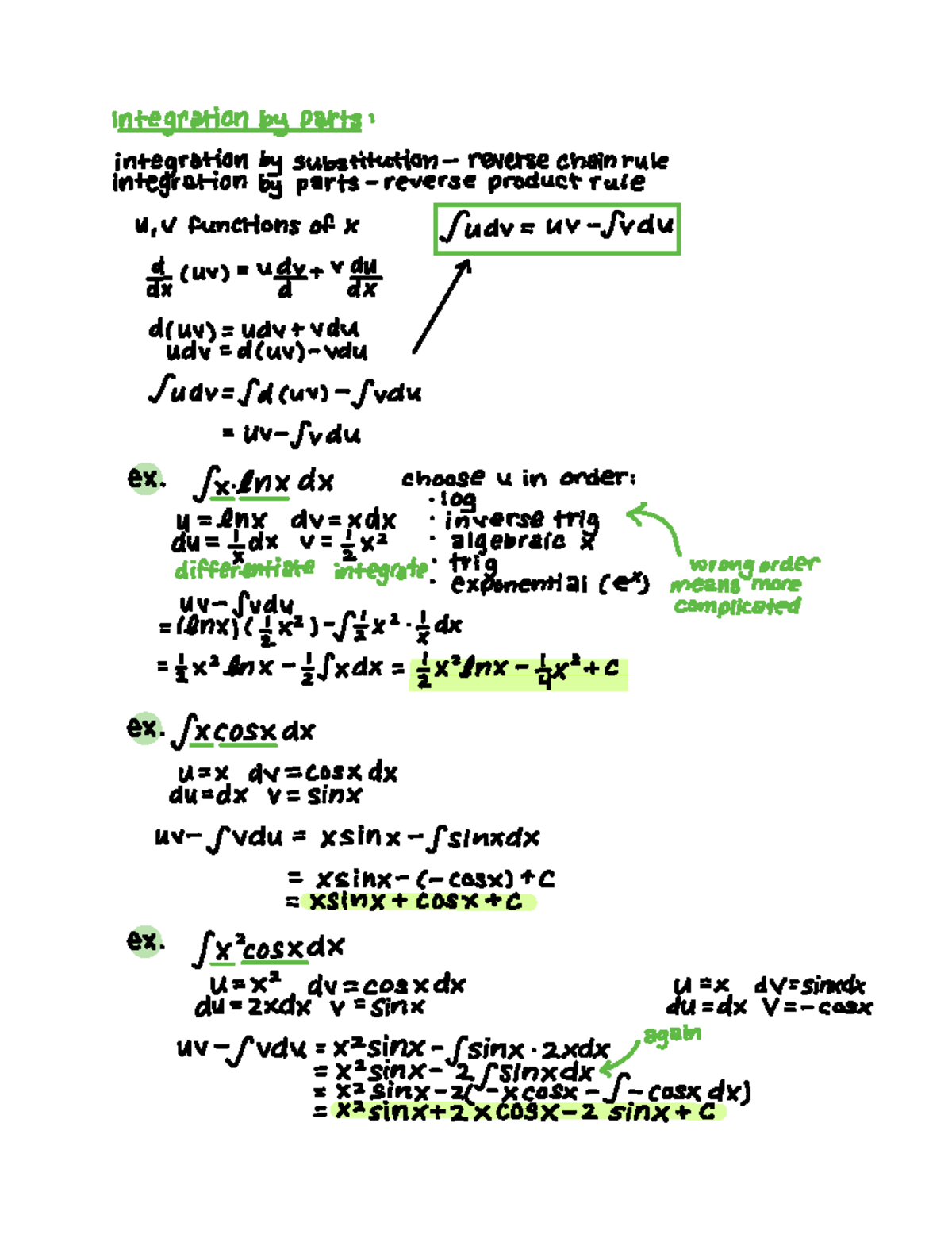 8.2 Integration by Parts - integration by parts integrationby ...