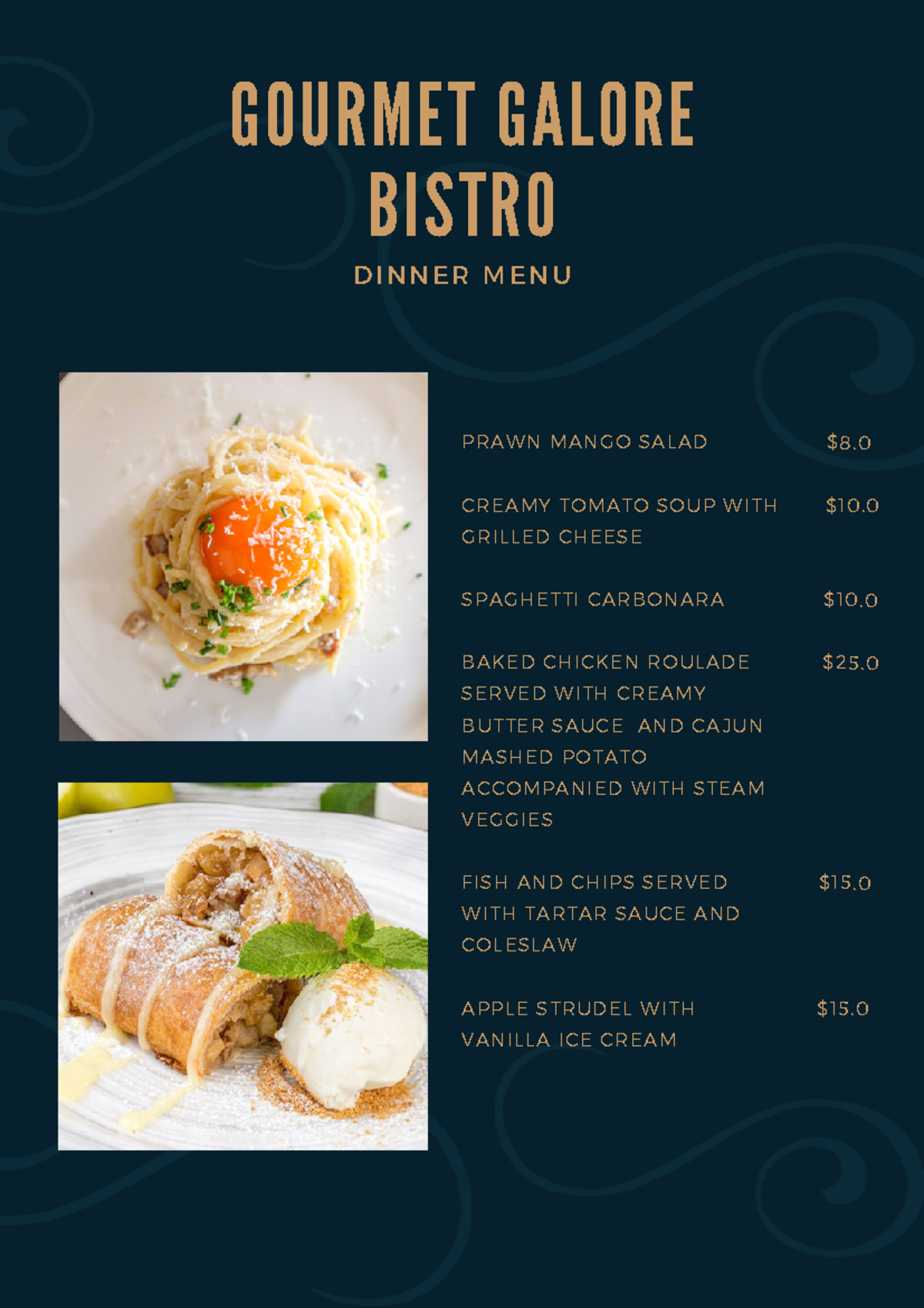 GG Dinner Menu - a menu - Tourism Management - D I N N E R M E N U ...