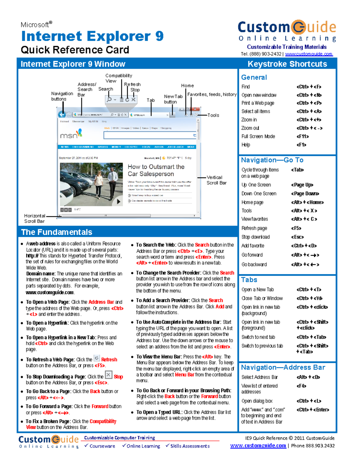 Internet explorer quick reference 9 - Microsoft ® Internet Explorer 9 Quick Reference Card ...