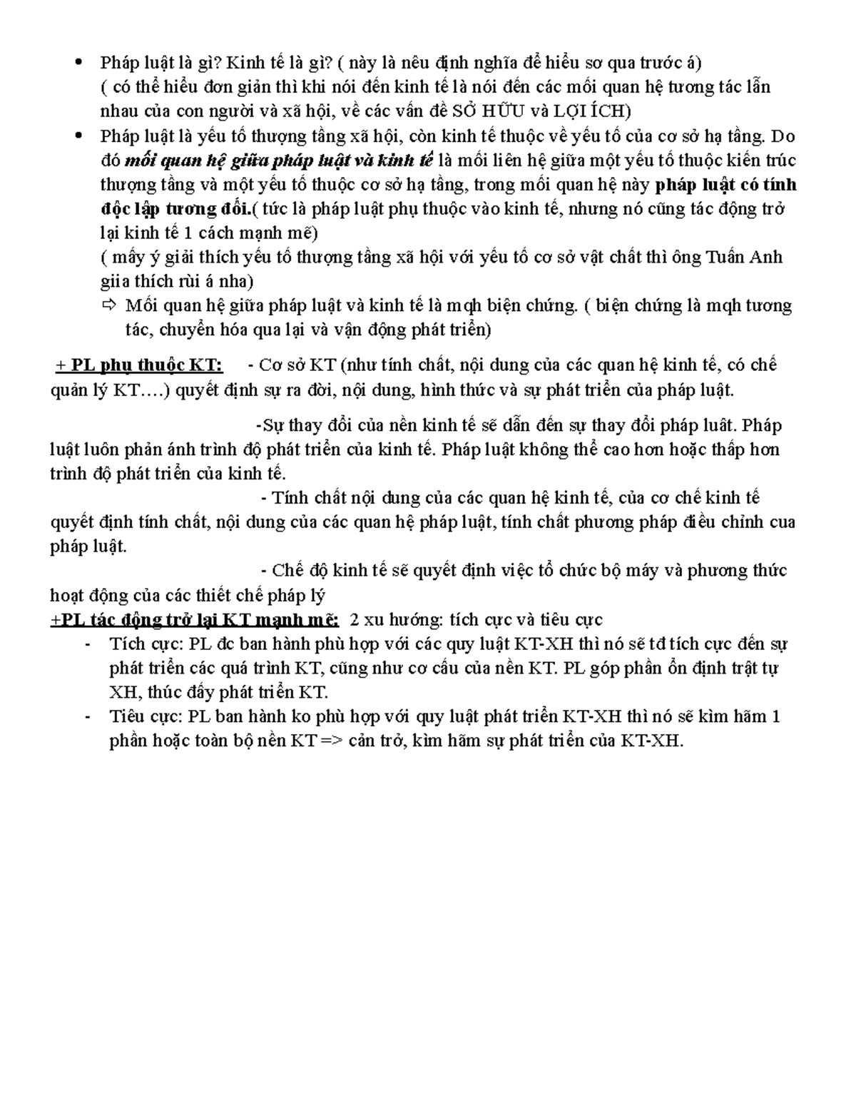 Mqh PL-KT - mqh pl-kt - Pháp luật là gì? Kinh tế là gì? ( này là nêu định nghĩa để hiểu sơ qua ...