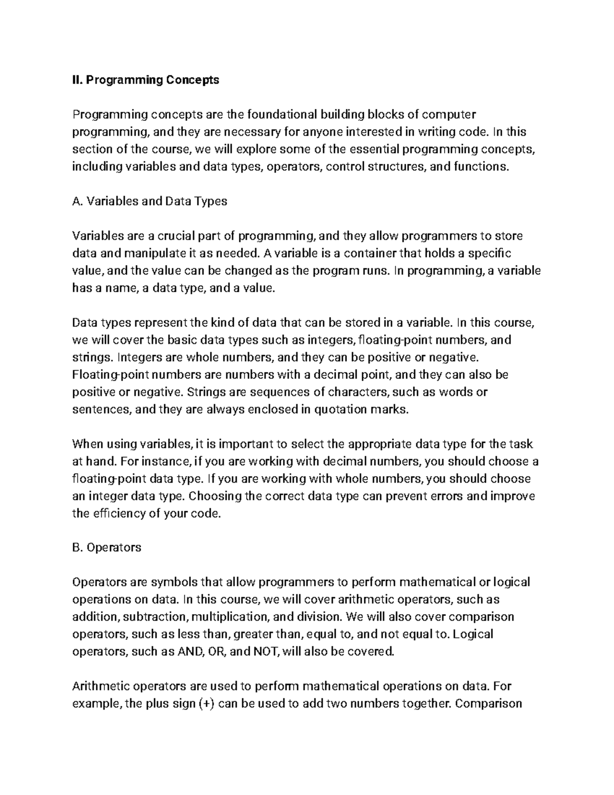 CSE110 Studocu part2 - "An Introduction to Programming Concepts" - This document provides an ...