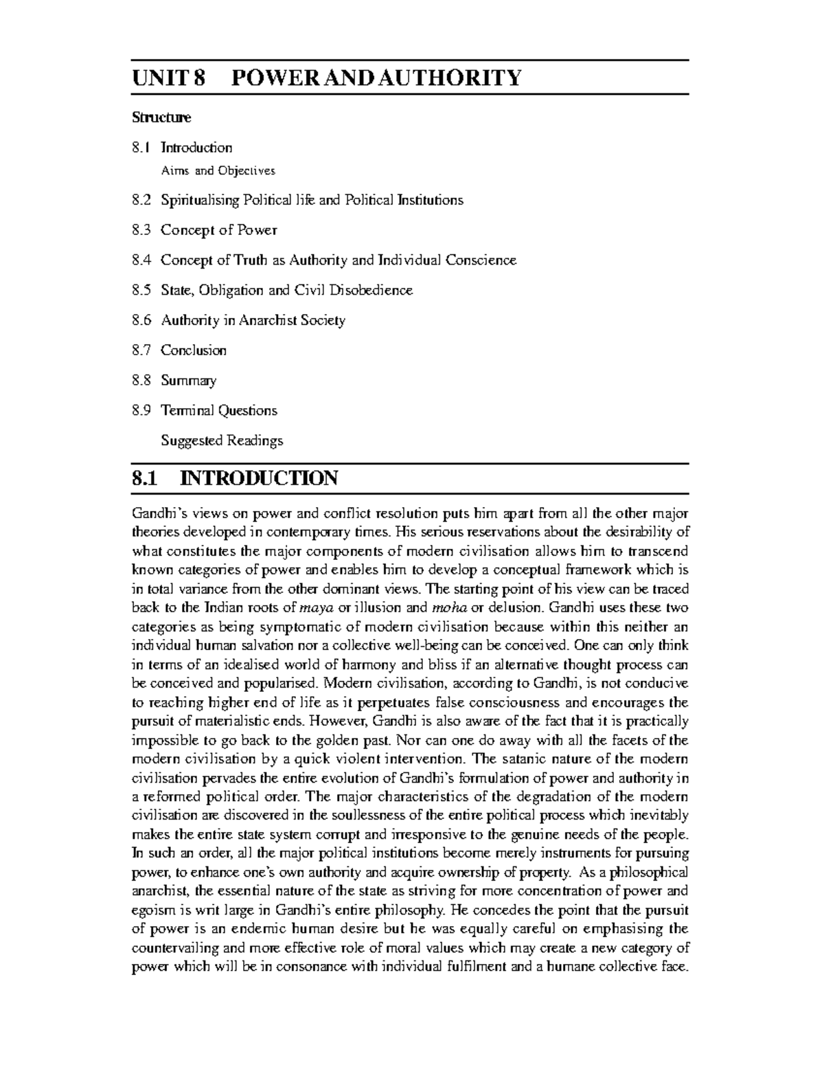Unit-8 - UNIT 8 POWER AND AUTHORITY Structure 8 Introduction Aims and ...