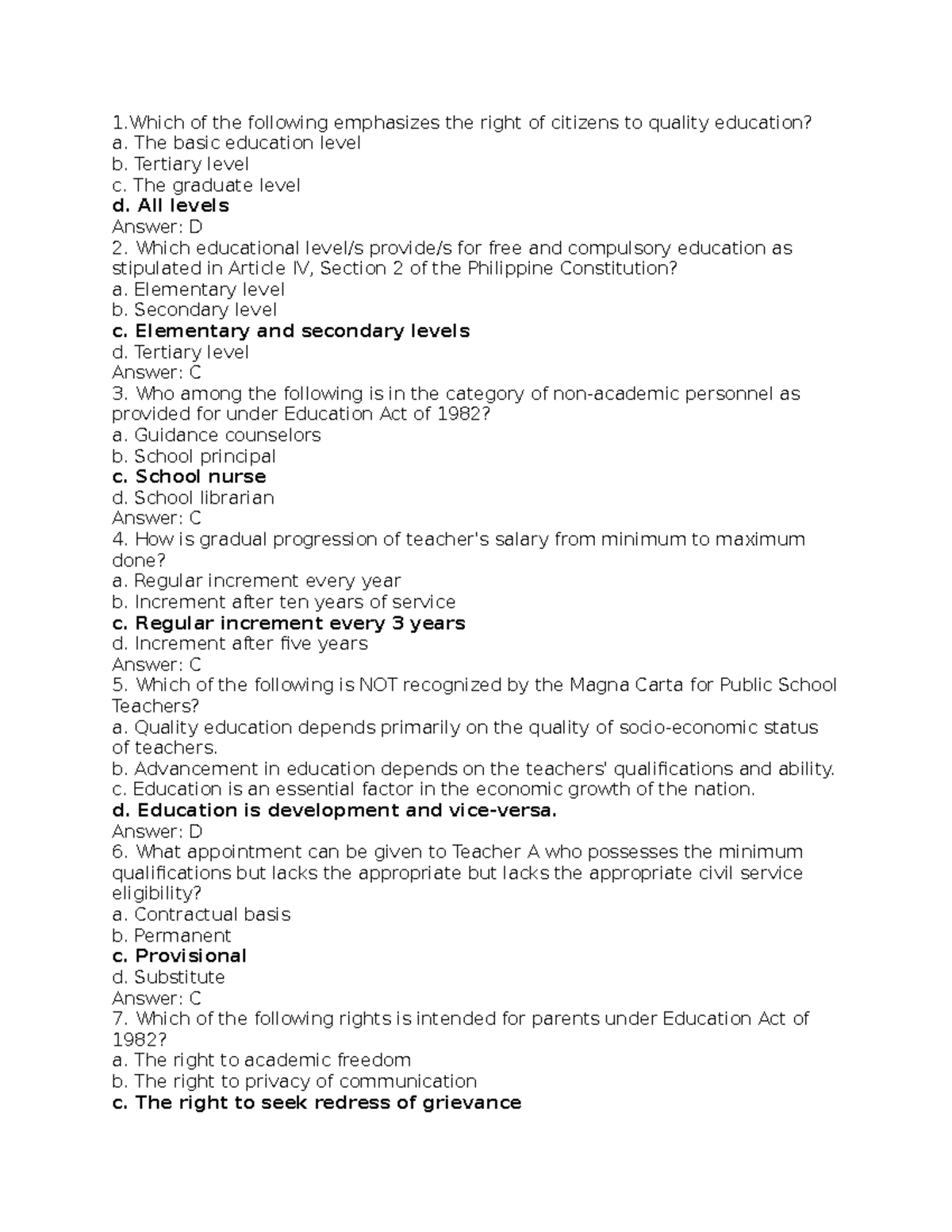 RA Professional Education Reviewer - 1 of the following emphasizes the ...
