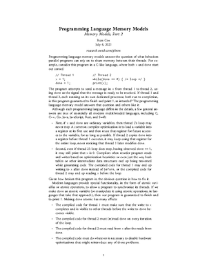 Cox memory models 3 go - paper - Updating the Go Memory Model Memory Models, Part 3 Russ Cox ...