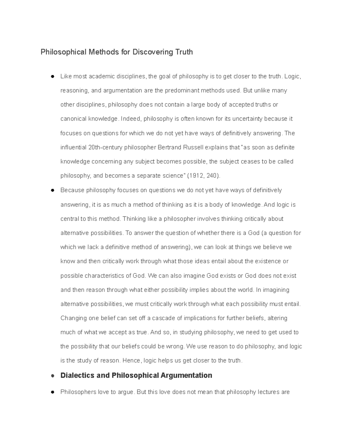 Philo- Philosophical Methods for Discovering Truth - Philosophical ...