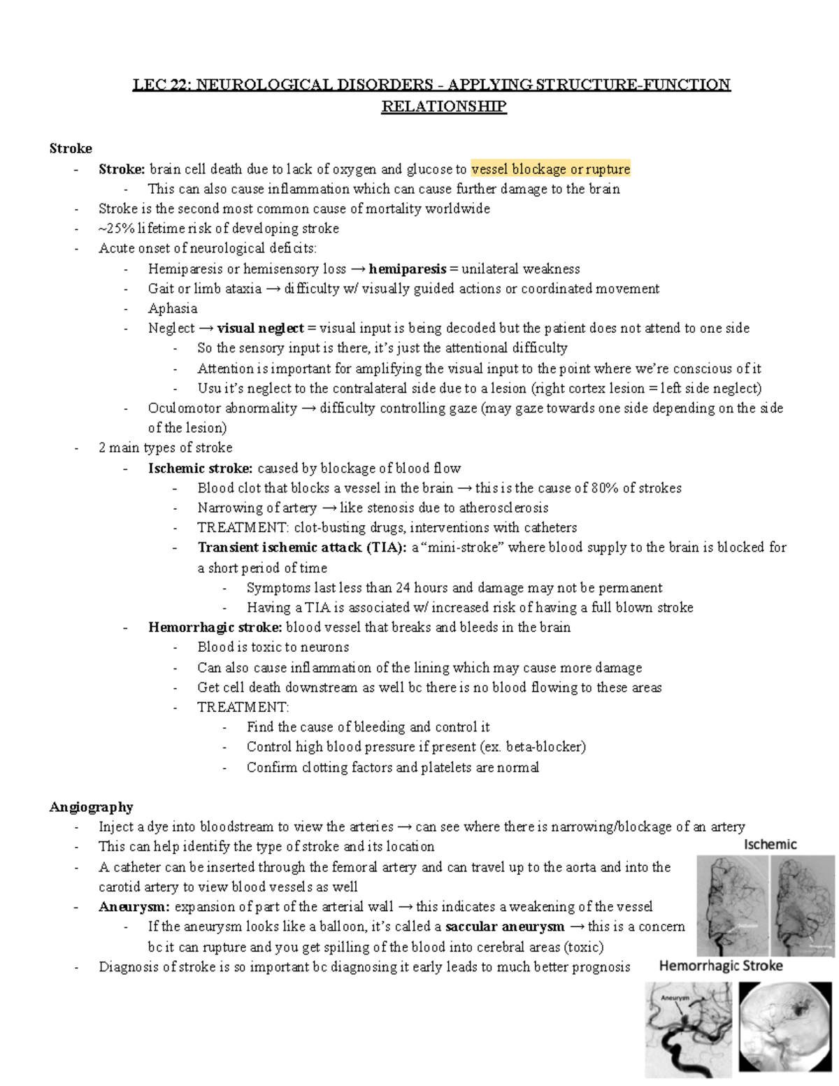 LEC 22 Neurological Disorders - Applying Structure- Function Relationship - LEC 22: NEUROLOGICAL ...