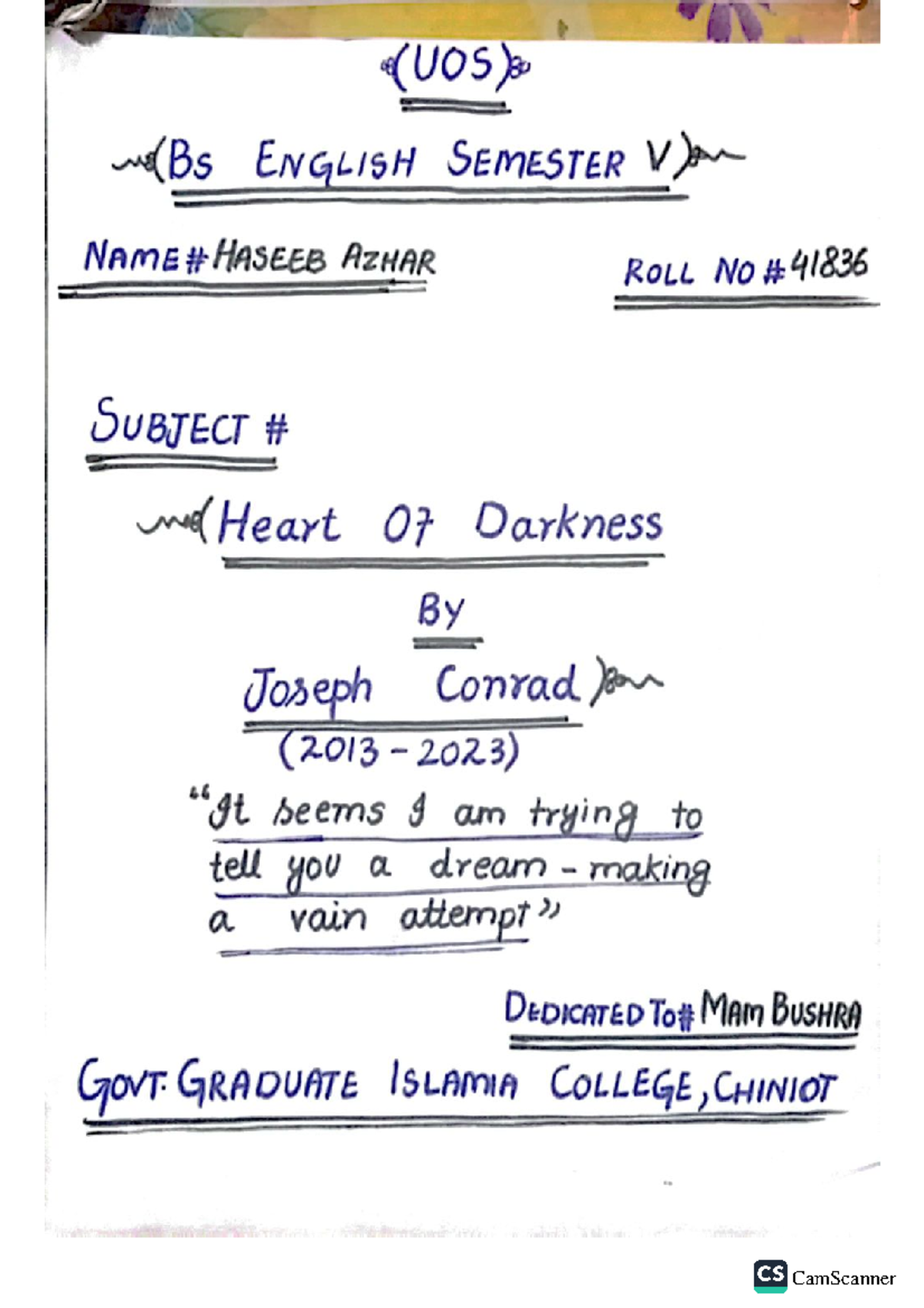Heart of Darkness short questions by Haseeb Azhar - English Literature ...