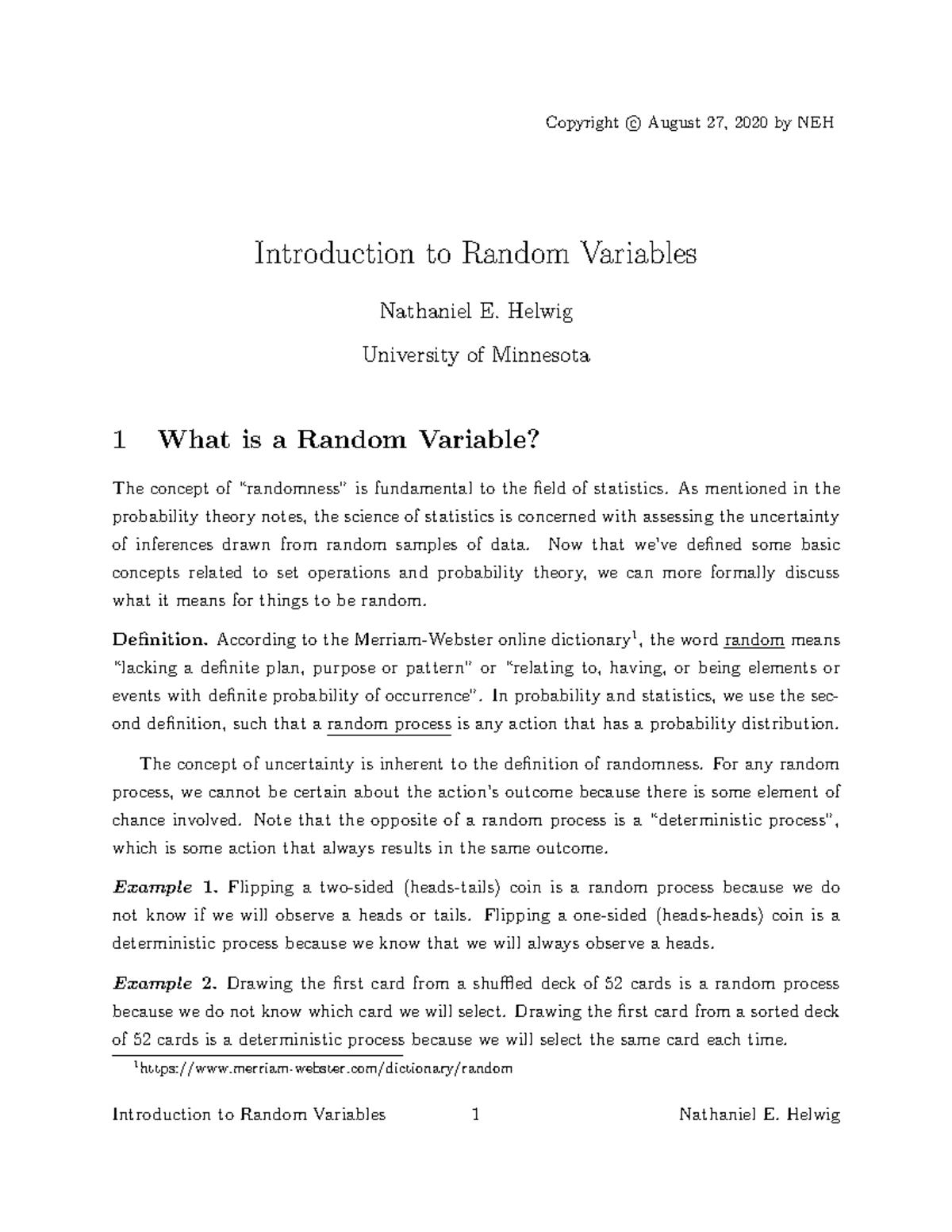 Random Variables - Examples - Introduction to Random Variables ...