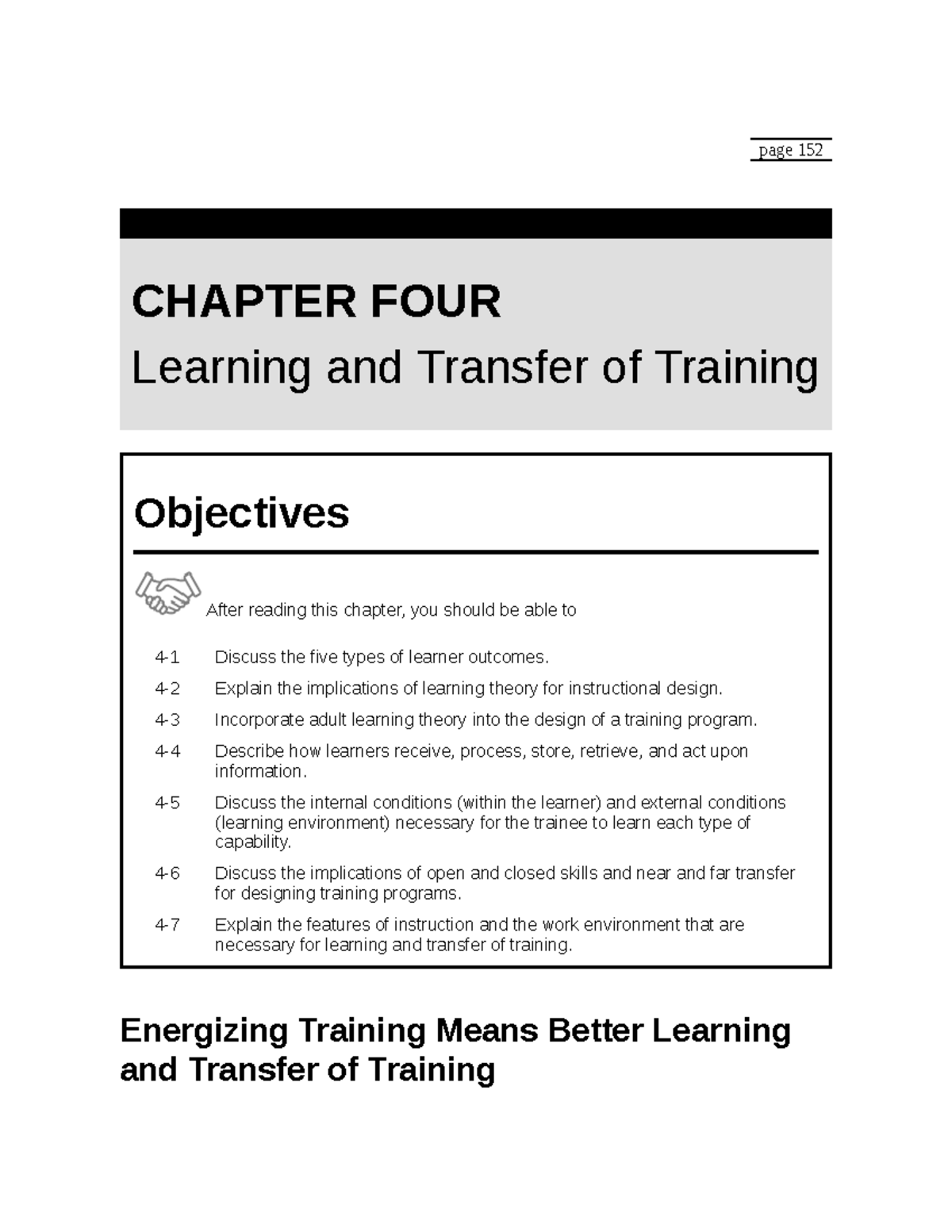 Chapter Learning and Transfer of Training - page 152 4- 4- 4- 4- 4- 4 ...