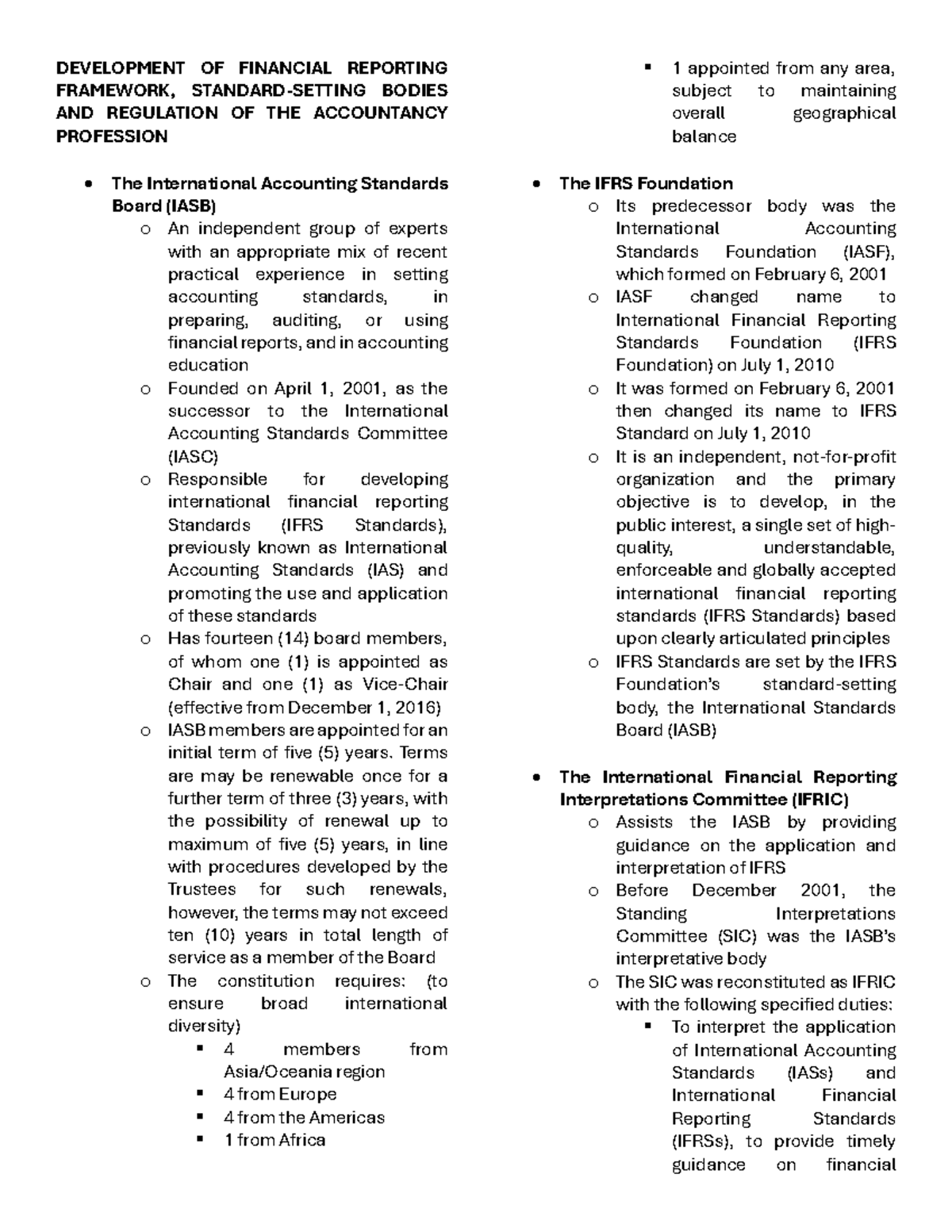 Development OF Financial Reporting Framework - DEVELOPMENT OF FINANCIAL REPORTING FRAMEWORK ...