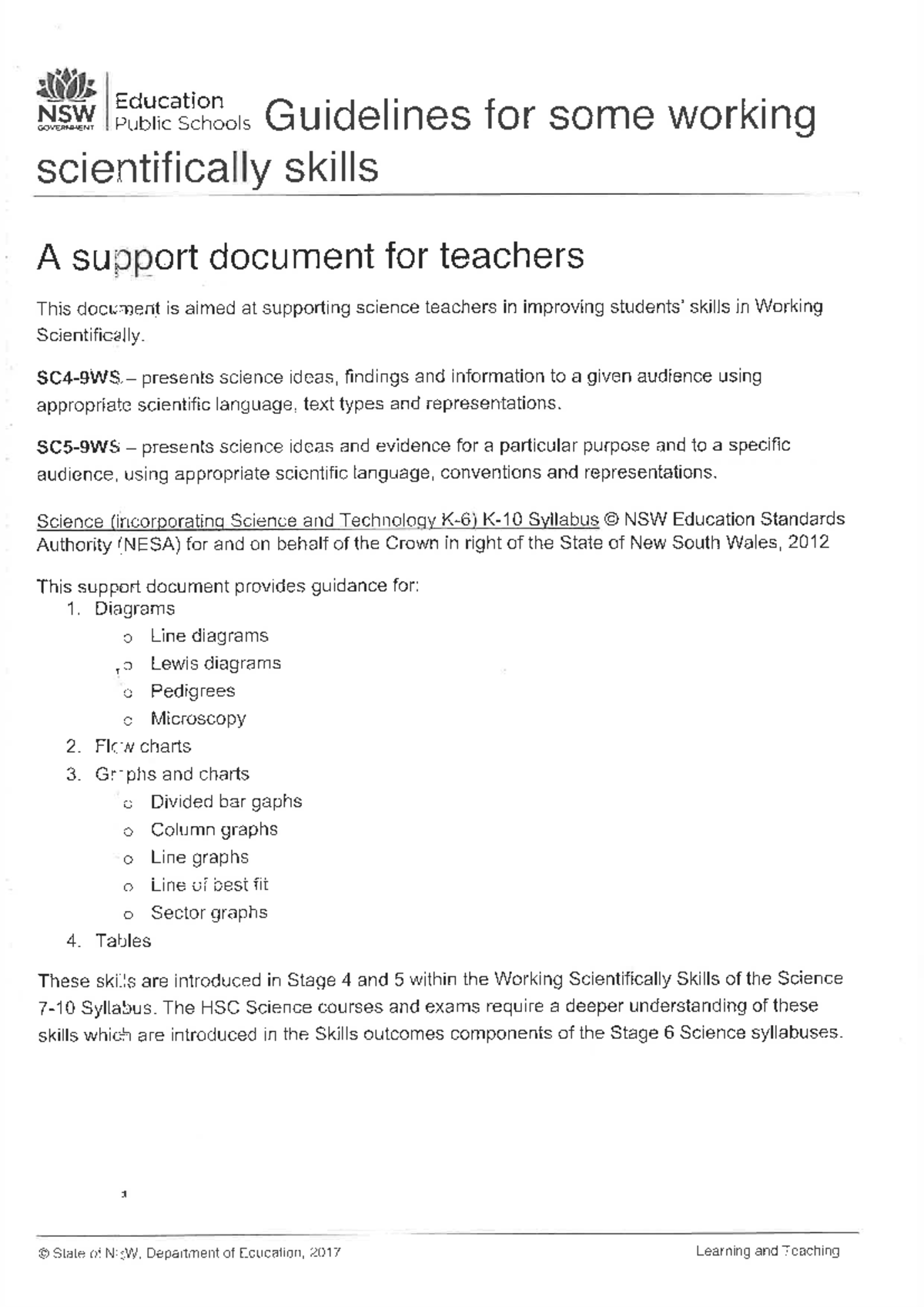 Guildlines for some working scientifically skills - presents science ...